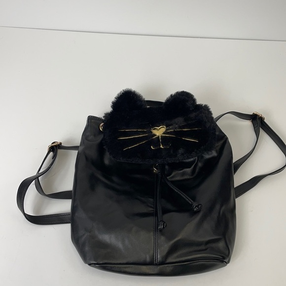 Accessories | Kitty Backpack Black Furry | Poshmark